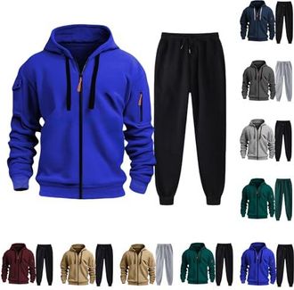 Generic Ensemble de sweats &agrave; capuche de travail pour homme avec cordon de serrage, ensemble de sweats &agrave; capuche de couleur unie, surv&ecirc;tement d&eacute;contract&eacute; &eacute;pais