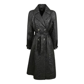 Versace Schwarzer Trenchcoat aus Verantwortungsvollem Stoff - - Coats - Damen - Schwarzk - M