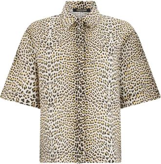 Roberto Cavalli Femme, Blouses et Chemises, Jaune, Taille: 40 FR Baby Jaguar Print Shirt