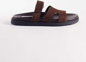 Steve Madden Missile - Slider mit Wildlederriemen in Braun-Brown