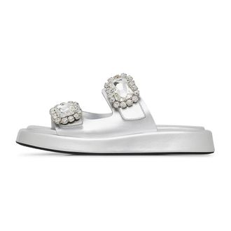 Loriblu Mules aus silbernem Leder mit Schmuckschnallen - - Shoes - Damen - Grau - 40 EU