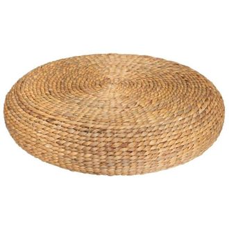 PEGANE Pegane - Pouf en jacinthe deau tress&eacute; coloris naturel - Diam&egrave;tre 55 x Hauteur 14 cm