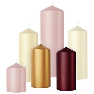 Bolsius Bougies Pilier Lisses, Lot de 6, Haptic Luxury, Bougies Décoratives pour la Maison, Longue Durée de Combustion, Non Parfumées, Cire Végétale Naturelle