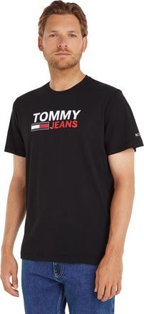 Tommy Jeans Tjm Reg Corp Logo Tee Kurzarm T-Shirts, Herren, Schwarz (Black), Xs