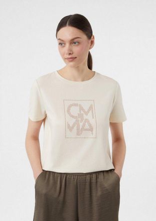 Comma Kurzarmshirt T-Shirt T-Shirt mit Glitzer-Artwork