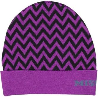Missoni Caps & M&uuml;tzen - Purple Zigzag Wool Hat With Ribbed Trim - Gr. ONE SIZE - in Lila - f&uuml;r Damen