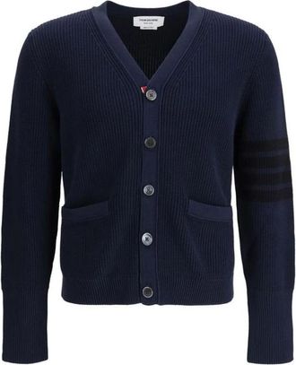 Thom Browne Homme, Pulls, Bleu, Taille: L Cardigan Boutonn&eacute; en Coton