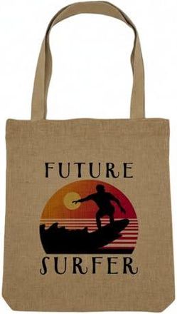 Fabulous Sac Shopping Tote Bag Aspect Lin - Future Surfer Surfing Water Sports Board - Sac de Courses Toile Epaisse 360g Beige Naturel Cabas Port&eacute; Epaule Solid