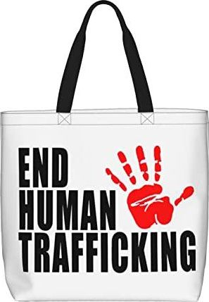 Generic Sac De Courses Halte &Agrave; La Traite Des &Ecirc;tres Humains Sac Biblioth&egrave;que Avec Poign&eacute;es De Grande Capacit&eacute; Sacs En Toile, Pour Femmes, Burea, Voyage, Tous L