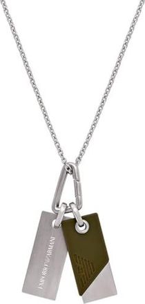 Emporio Armani Collier en acier inoxydable pour homme avec fermoir mousqueton, 50Lx1.66Wx3.7cm, Acier inoxydable, Pas de gemme