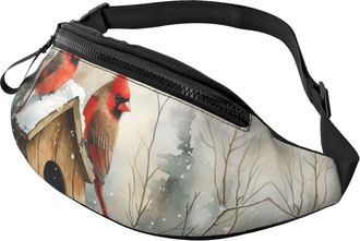 Generic Multifunktionale Bauchtasche Winterkardinalv&ouml;gel-Druck G&uuml;rteltasche Bauchtasche Taillentasche F&uuml;r Fitness Outdoor Damen 14X35Cm