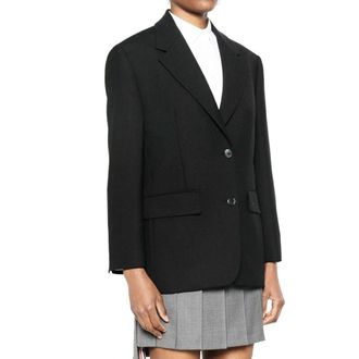 Prada Womens Black Virgin Wool Blazer Clothing