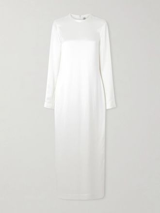 Toteme Midikleid Aus Satin - Wei&szlig;