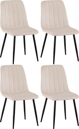 Clp 4er Set Esszimmerstuhl gepolstert Dijon, mit Ziernähten & Bodenschonern, Polsterstuhl für Esszimmer & Küche, belastbar bis 150 kg, Farbe:Creme, Materi