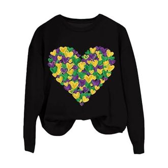 Generic Sweat-shirt &agrave; col rond pour femme - Pull &agrave; manches longues - Sans capuche - Haut d&eacute;contract&eacute; - Automne Hiver 2026 - Imprim&eacute; tendance - Col rond - Swea