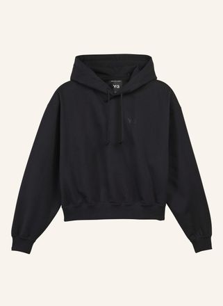 Yohji Yamamoto Y-3 Angerautes Terry Boxy Hoodie Kapuzenjacke schwarz