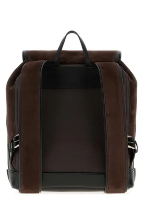 Valentino Garavani Suede and Leather Backpack - Brown