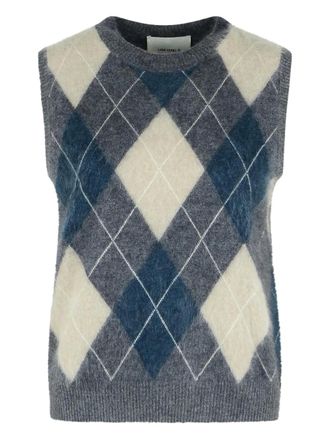 Lisa Yang gilet &agrave; carreaux - Gris