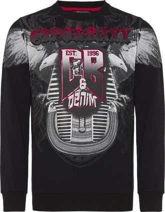 Cipo & Baxx Herren Sweatshirt CL515 Schwarz - Stylischer Pullover im Modernen Streetwear Look mit Rundhals & Print - Bequemer Sweater f&uuml;r Alltag, Freizeit & Party