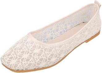 Generic Mocassins à bout rond pour femme - Chaussures de ballet confortables en dentelle - Chaussures plates dété légères et confortables - Chaussures de marc