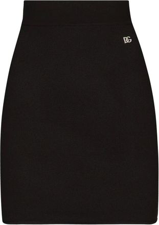 Dolce & Gabbana Femme, Jupes, Noir, Taille: 38 FR Logo Embellished Knit Mini Skirt