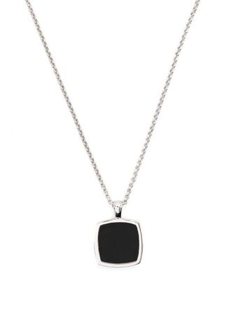 Tom Wood collier Cushion &agrave; pendentif en onyx - Argent