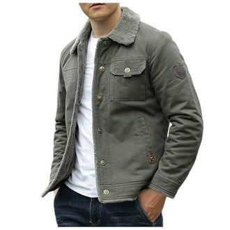 Generic Veste en velours pour homme Veste &eacute;paisse en vrac V&ecirc;tements dhiver Veste polaire Noir Homme, AG, L