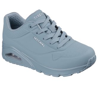 Skechers Sneaker SKECHERS Street Uno - Stand on Air, Damen, Gr. 35, blaugrau, Lederimitat, unifarben, Schuhe Sneaker, Freizeitschuh, Halbschuh, Schn&uuml;rschuh mit
