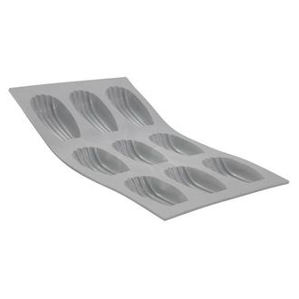 De Buyer De Buyer - Plaque de 8 Madeleines ELASTOMOULE en mousse de silicone - 21 x 17,6 cm, portion 8 x 4,5 cm -, Gris
