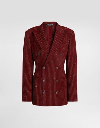 Dolce & Gabbana Double-breasted Pinstriped Taormina Jacket - Frau Blazer Mehrfarbig 44