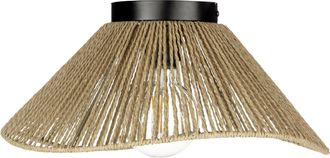 Eglo Deckenlampe Lavister, Deckenleuchte im Japan-Stil, Wohnzimmerlampe aus Metall in Schwarz und gewickeltem Papier in Natur, FSC-zertifiziert, E27 Fassun