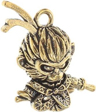 Healifty Porte-Cl&eacute;s Roi Singe en Laiton Solide Pendentif Singe D&eacute;coratif pour Paquet &agrave; Dos Charme du Nouvel An Lunaire Chinois Amulette du Zodiaque pour Riches