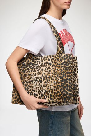 Ganni Gro&szlig;e Shopper in Leopard gemischt