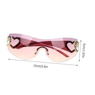 Supvox Lunettes de Soleil sans Monture pour Femmes Verres de Coeur Violets Protection UV L&eacute;g&egrave;res L&Eacute;t&eacute; Lunettes D&Eacute;t&eacute; pour F&ecirc;tes et Usage Ext&eacute;rieur