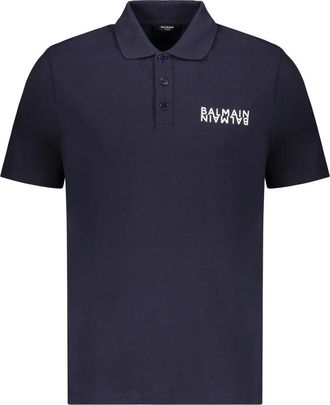 Balmain Homme, Tops, Bleu, Taille: 2XL Polo &agrave; Manches Courtes