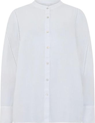 120% Lino Femme, Blouses et Chemises, Blanc, Taille: 44 FR Chemise en Lin avec Boutons
