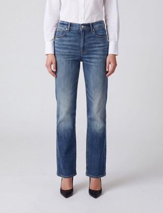 7 For All Mankind Hochgeschnittene Stovepipe-Jeans von aus Stretch-Denim
