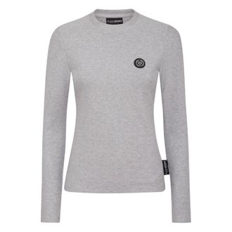 Plein Sport Femme, Tops, Gris, Taille: 42 FR T-Shirt Manches Longues Glitter