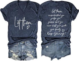 Generic Let Them Misunderstand You Hauts pour femmes - T-shirt ample d&eacute;contract&eacute; 2025 - T-shirt tendance &agrave; manches courtes - Coupe ample - Pour sortir - T-shi