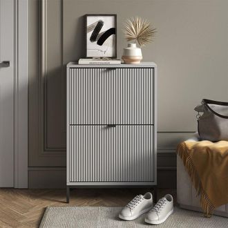 Vicco Schuhkipper Eliza, Grau, 60 x 92 cm mit 2 Klappschubladen, Vicco