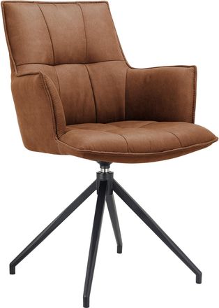 Novel Armlehnstuhl, Schwarz, Cognac, Metall, Textil, eckig, Drehkreuz, 59x89.5x63 cm, Typenauswahl, Sitzfläche 360° drehbar, automatische