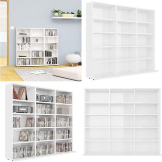 vidaXL Vidaxl - CD-Regal Hochglanz-Wei&szlig; 102x23x89,5 cm Holzwerkstoff - cd Regal - Holzwerkstoff Regal - Wohnzimmer Dekoration - Musikregale