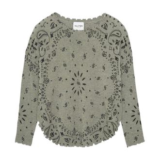 Kujten Bedruckter Rundhals-Pullover - - Knitwear - Damen - Gr&uuml;n - S