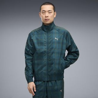 Puma Veste de sport d&eacute;contract&eacute;e &agrave; carreaux T7 Homme, V&ecirc;tements, Bleu, XXL
