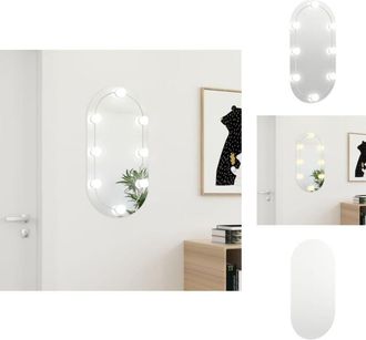 vidaXL Spiegel mit LED-Leuchten 80x40 cm Glas Oval - Spiegels - LED-Spiegel - Badezimmerspiegel - Kosmetikspiegel - Makeupspiegel