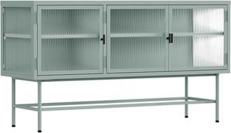 Oviala Moderne Anrichte, 3 Türen, 120 cm, Metall und Glas, Salbeigrün