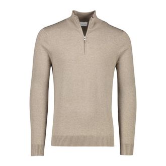 Profuomo Brauner Slim Fit Half Zip Pullover - - Knitwear - Herren - Braun - M