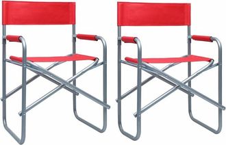 vidaXL Chaises de metteur en scène lot de 2 Acier Rouge vidaXL