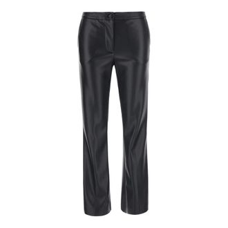 Jucca Schwarze Hose mit Knopfverschluss aus Lederimitat f&uuml;r Damen - - Trousers - Damen - Schwarzk - XS