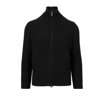 Paolo Pecora Schwarzer Woll-Cardigan mit Rei&szlig;verschluss - - Sweatshirts & Hoodies - Herren - Schwarzk - XL